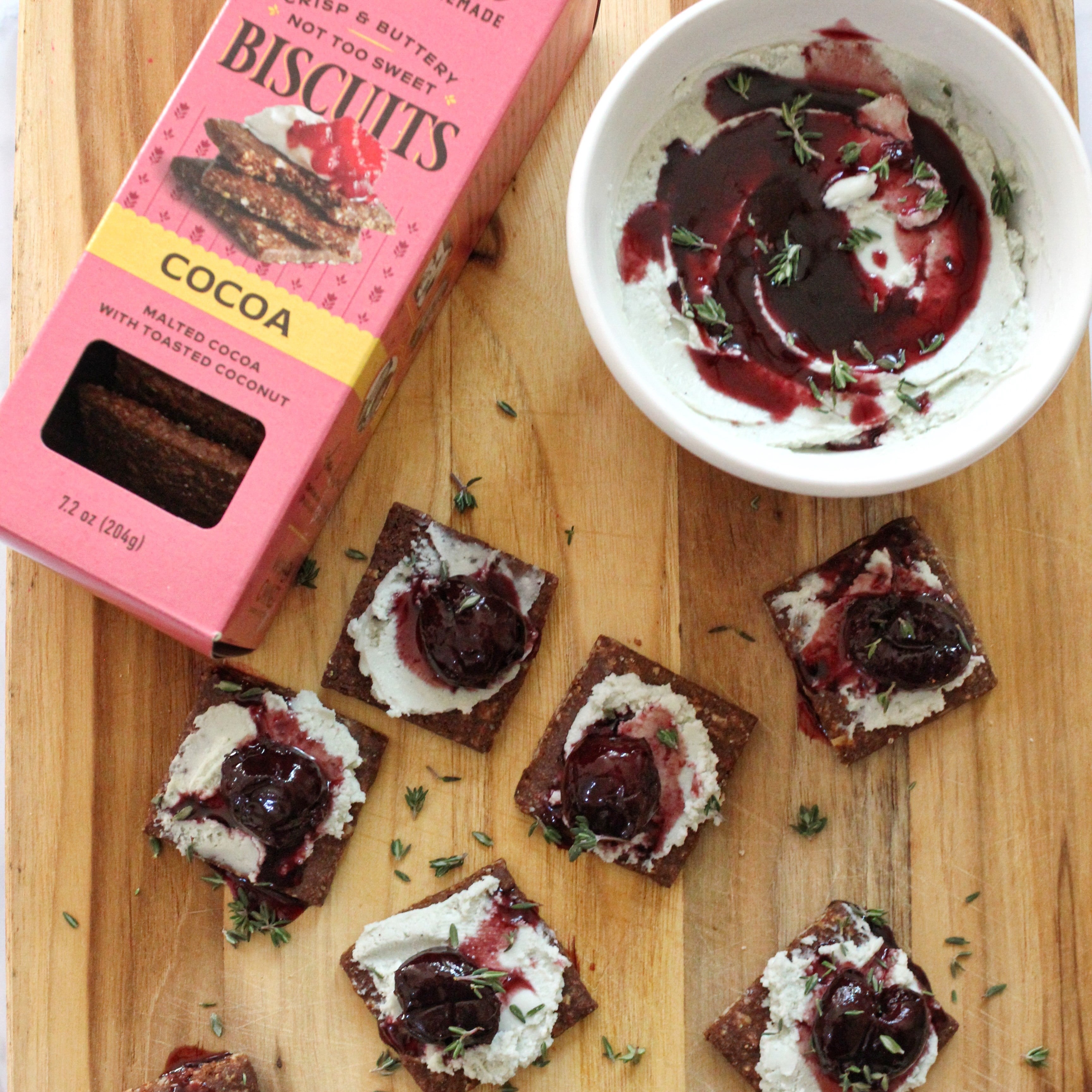 Cocoa Biscuits with Whipped Blue Cheese & Red Wine Cherry Reduction ...